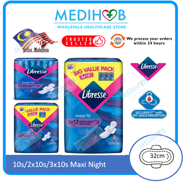 [VALUE PACK] Libresse Maxi Night 32cm TWIN PACK/ TRIPLE PACK | Lazada