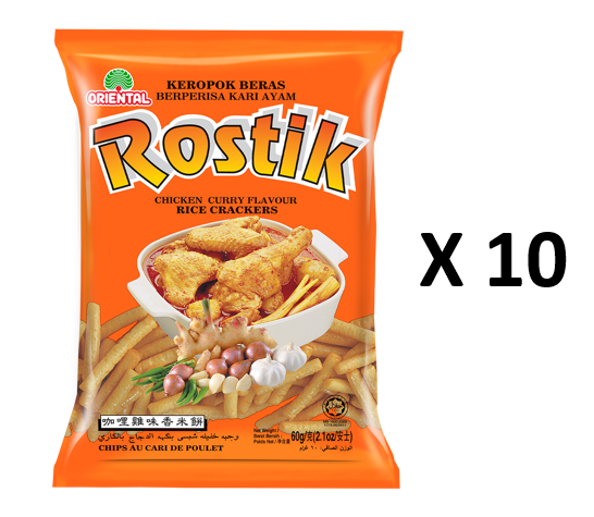 10 Packs Rostik Chicken Curry Flavour Rice Crackers 60g (LOCAL READY ...