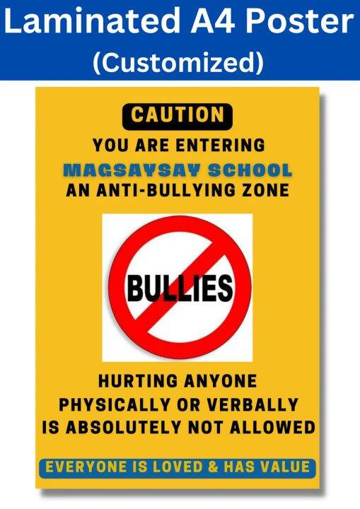 Laminated No Bullying Posters, Bullying Not Allowed Posters, Anti ...