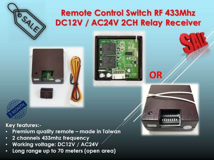 Autogate 2CH Relay Receiver 433Mhz Door Wireless Remote Control Switch ...