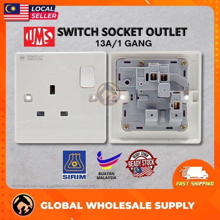 [READY STOCK] UMS SP2913A 2913A 13A 1 Gang Switch Socket Outlet Sirim ...