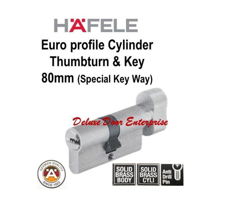 Hafele Euro Profile Cylinder Thumbturn & Key 70mm (Special Key Way ...