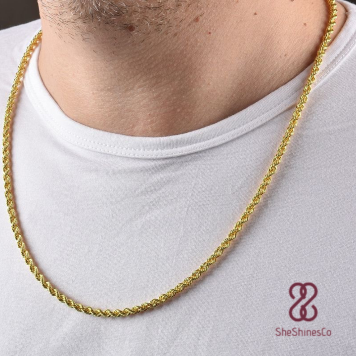 [Crowns Jewelry] Rope Chain, Chain Collection Gold Necklace For Men And ...