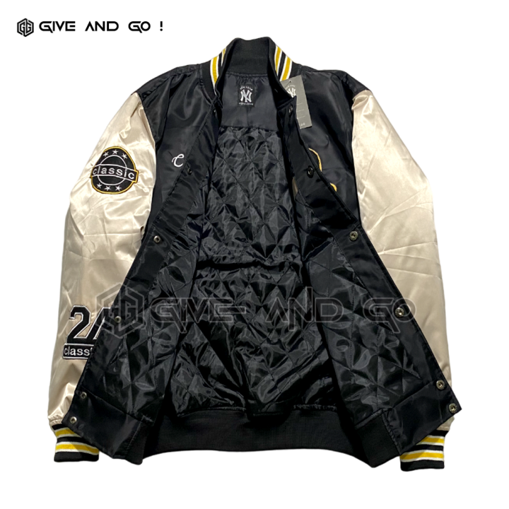 Varsity Jacket Hitam Cream N24 Essent Taslan Bordir Premium Elegant ...