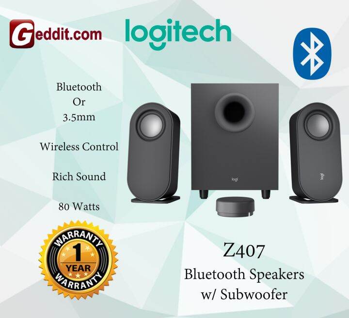LOGITECH Z407 BLUETOOTH SPEAKER WITH WIRELESS CONTROL,IMMERSIVE AUDIO ...