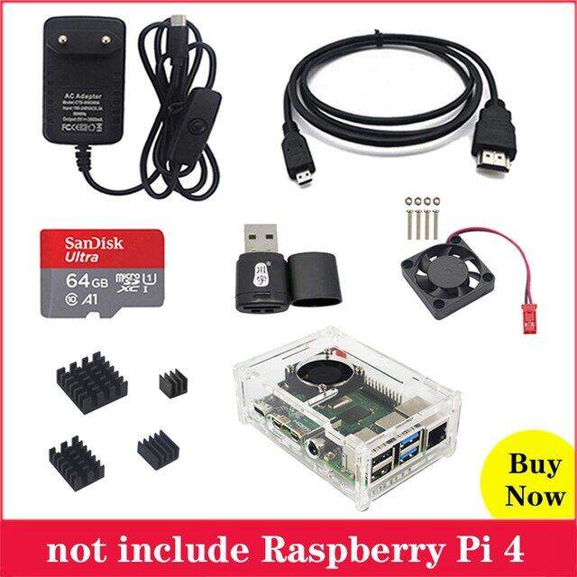 Raspberry Pi 4 Acrylic Case Fan Power Supply Adapter Aluminum Heat Sink ... Raspberry Pi 4 Acrylic Case Fan Power Supply Adapter Aluminum Heat Sink ...