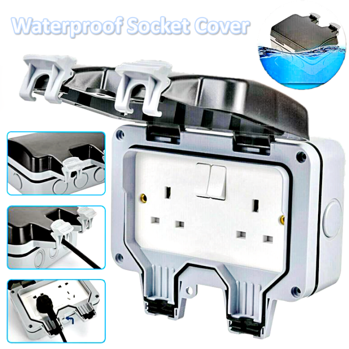 IP66 Waterproof Wall Mount Outdoor Single Double Gang Socket Plug ...