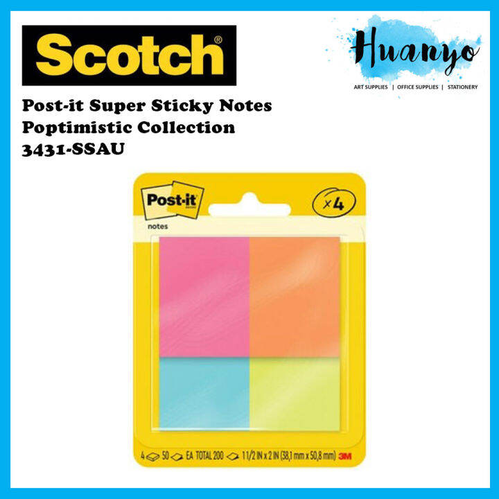 3M Post-it Super Sticky Notes Poptimistic Collection 1.5 x 2.0 inch (35 ...
