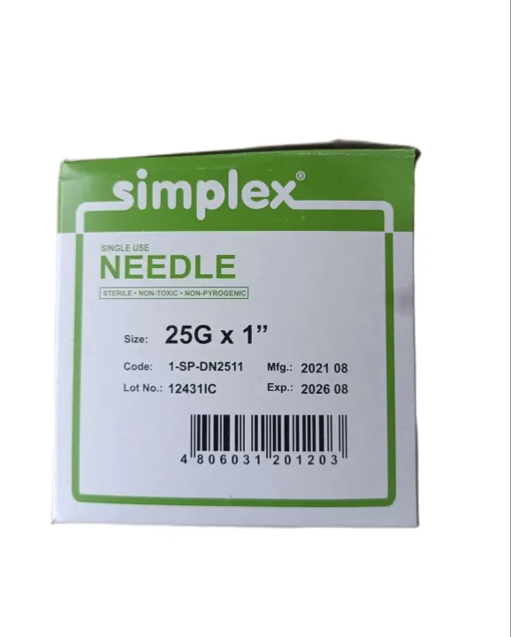 Simplex Needle Sterile 25G x 1" (100's/Box's) | Lazada PH