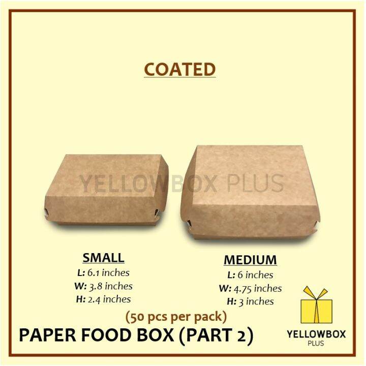50pcs Paper Food Meal Box Disposable Takeout Box Clamshell Coated ...