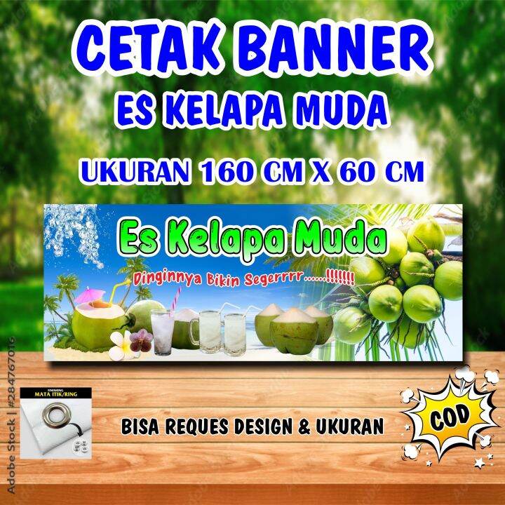 Spanduk Banner Es Kelapa Muda Ukuran 160 cm x 60 cm | Lazada Indonesia