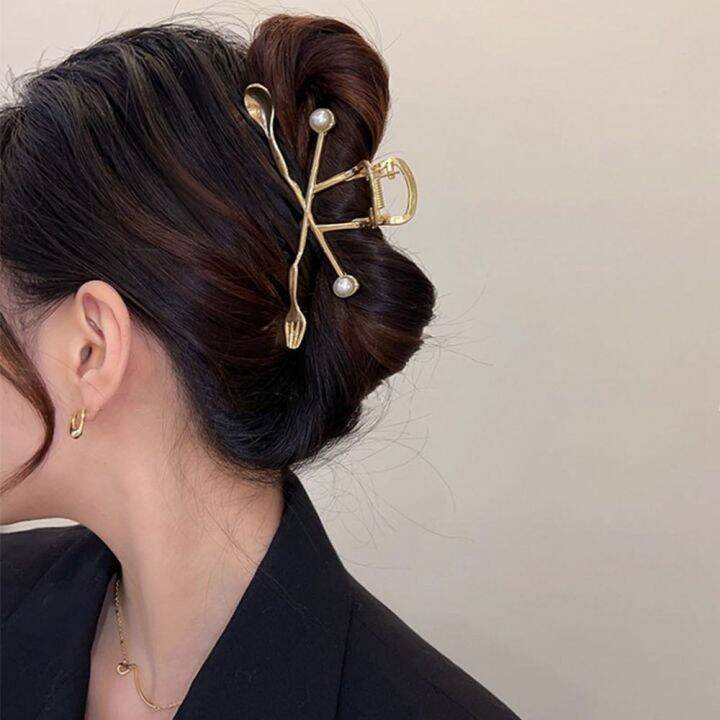 GDGDG ช้อนส้อมสำหรับเด็กผู้หญิงที่หนีบผมปากปลาฉลามสวยหวานสง่างามสไตล์ ...