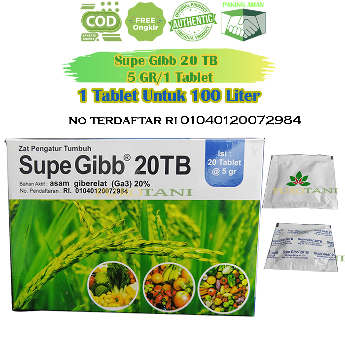 ZPT GA3 Gibberellin Acid Tablet 20TB Zat pengatur tumbuh Supe Gibb Asam ...