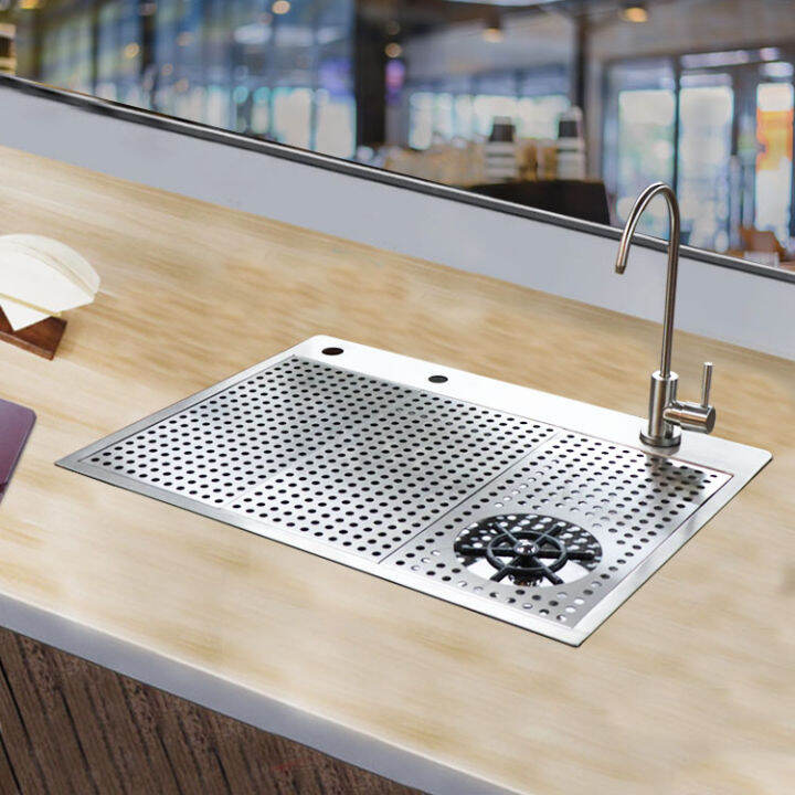 Bar basin high-pressure cup washer 304 stainless steel sink single tank ...