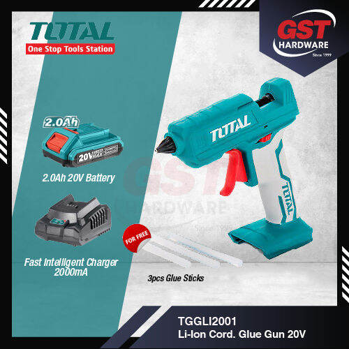 Total Li-ion Cordless Glue Gun TGGLI2001 20V Hot Glue Gun Battery ...
