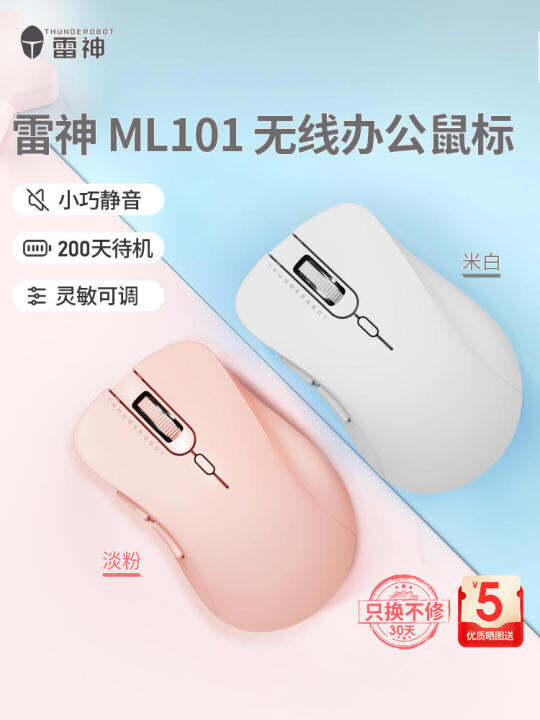 Thunderobot ML101 Wireless Mouse Noise Reduction 2.4G with USB Nano ...