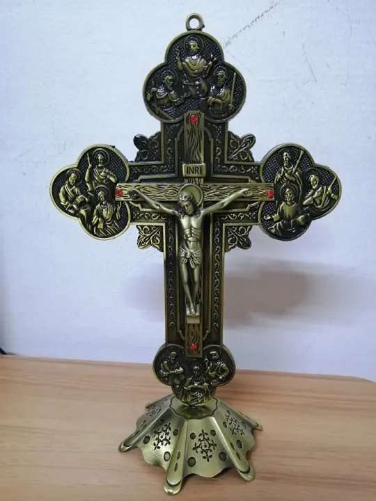 JESUS CRUCIFIX CROSS STAND/BRONZE/GOLD/ANTIQUE/ 21CM | Lazada PH