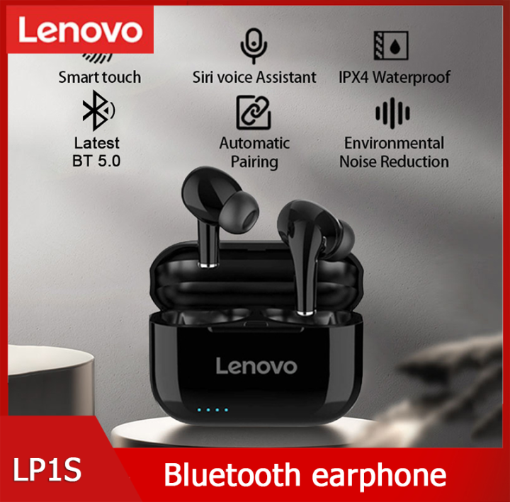 Lenovo LP1S Earphone Noise Reduction HIFI Low Tone Touch Stereo Wireless Bluetooth-Compatible 5. ...