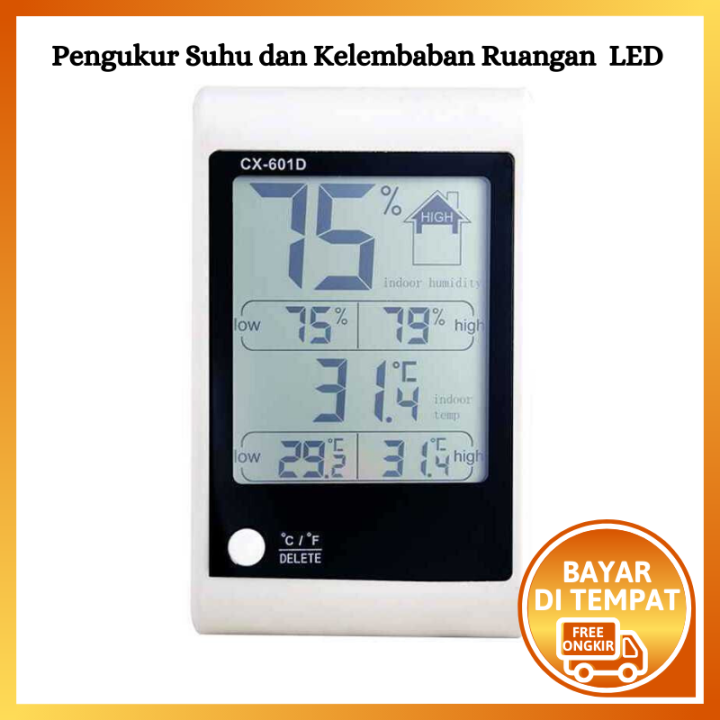 Pengukur Suhu dan Kelembaban Ruangan Digital LED / Termometer Ruangan ...