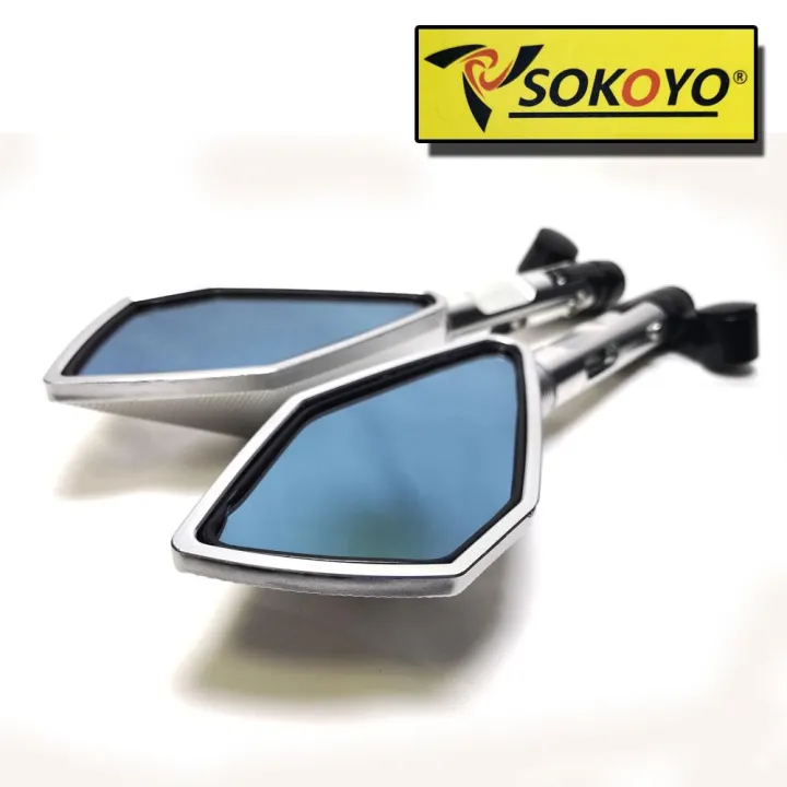SOKOYO Universal Racing Motorcycle Blue Glass Side Mirror 5016 (SILVER ...