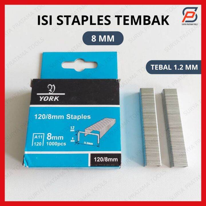 ISI STAPLES YORK TEBAL 8mm REFILL STAPLER HEKTER TEMBAK BESAR 120/8mm 8 ...