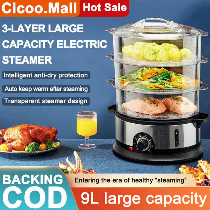 Electric Steamer 3-Layer Stainless Steel Electric Steamer Household ...