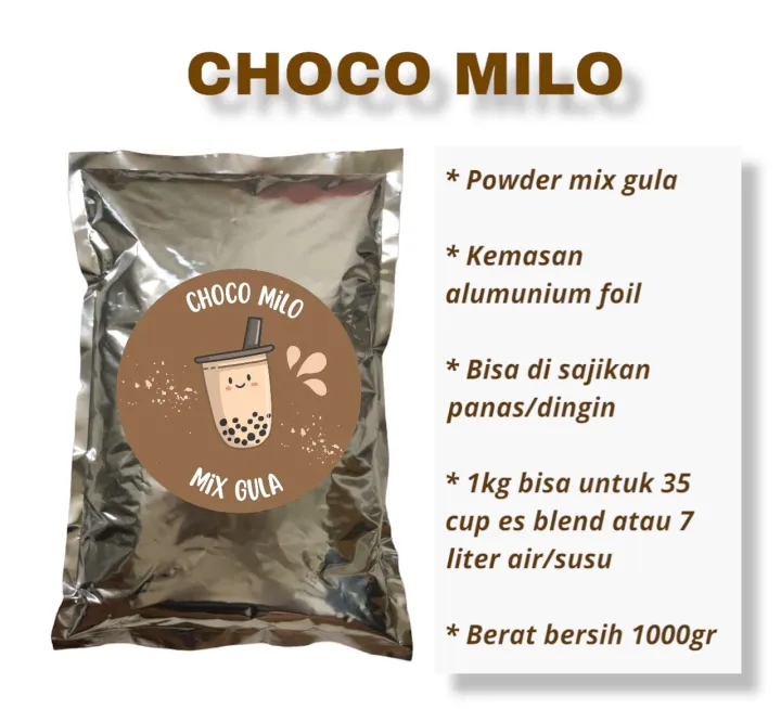 BUBUK MINUMAN BOBA / SERBUK MINUMAN / POWDER DRINK RASA CHOCO MILO 1KG MIX GULA | Lazada Indonesia