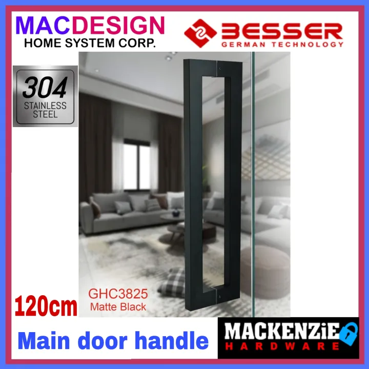 BESSER GHC3825.120 BLACK DOOR HANDLE 120CM FOR WOOD MATT BLACK SQUARE ...