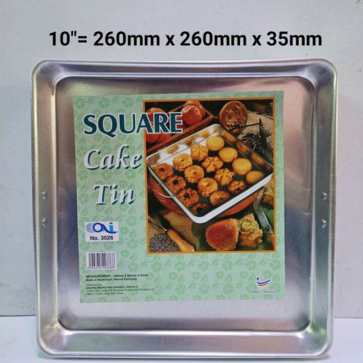 Aluminium Shallow Square Cake Mould/Loyang Petak/Loyang Kuih Talam 10 ...