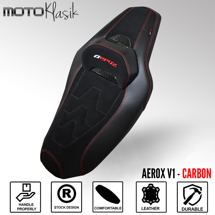 YAMAHA AEROX V1 CAMEL BACK SEAT ASSEMBLY WITH EMBROID LOGO AND CARBON ...