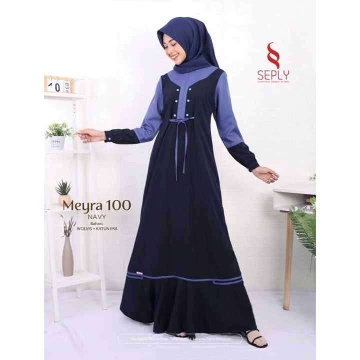 SEPLY GAMIS MUSLIM MEYRA 100 NAVY | Lazada Indonesia