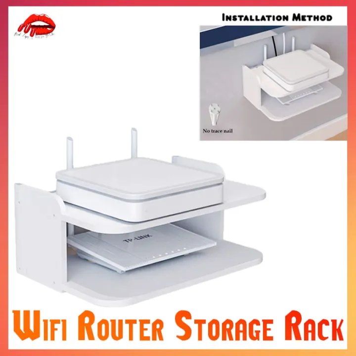 1PC Wifi Router Storage Rack Display Holder Double Floating Wall Mount ...