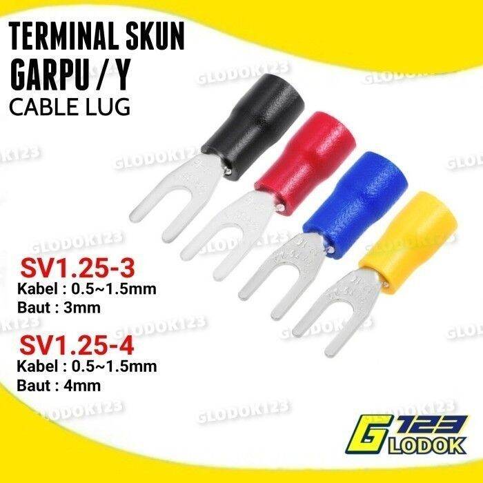 Kabel Skun Y Fork Isolasi SV1.25-3 1.25-4 Cable Lug Terminal Sekun - 100pcs | Lazada Indonesia
