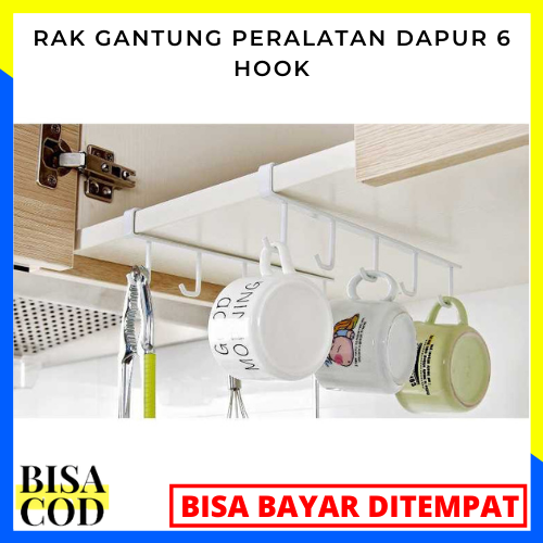 RAK GANTUNG PERALATAN DAPUR 6 HOOK / Rak Gantung Dapur Dinding Kitchen ...