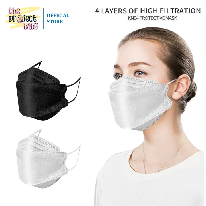 5PCS KF94 KOREAN fish style 3D face mask 4 layers black white | Lazada PH