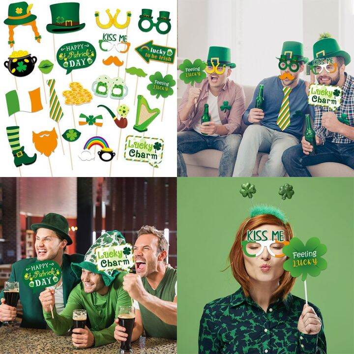 CGFD 34ชิ้นแว่นตาสีเขียวสุดสร้างสรรค์อุปกรณ์ตกแต่งตลกสำหรับการเฉลิมฉลอง ...