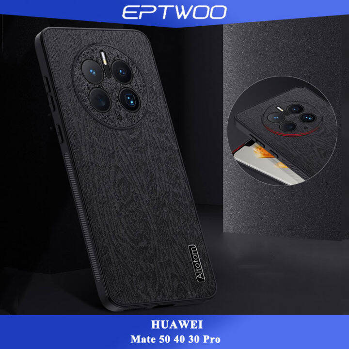EPTWOO เคสโทรศัพท์ Huawei Mate 50 40 30 Pro กรอบหลังซิลิโคนเนื้อนิ่มกันลาย PU หนังผิวต้นไม้ ...