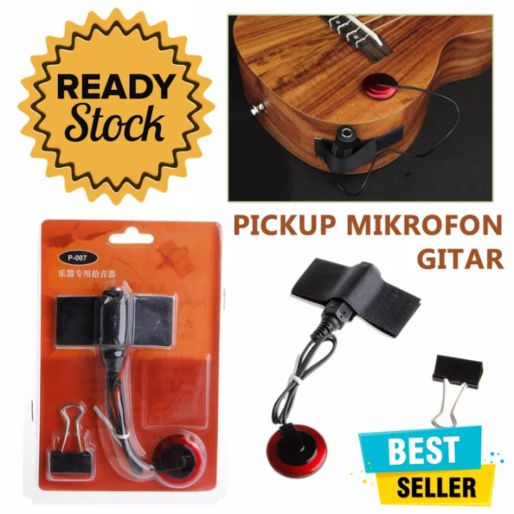 Pickup Mikrofon Gitar Akustik 6.5mm Audio Jack dengan Clip Klip ...