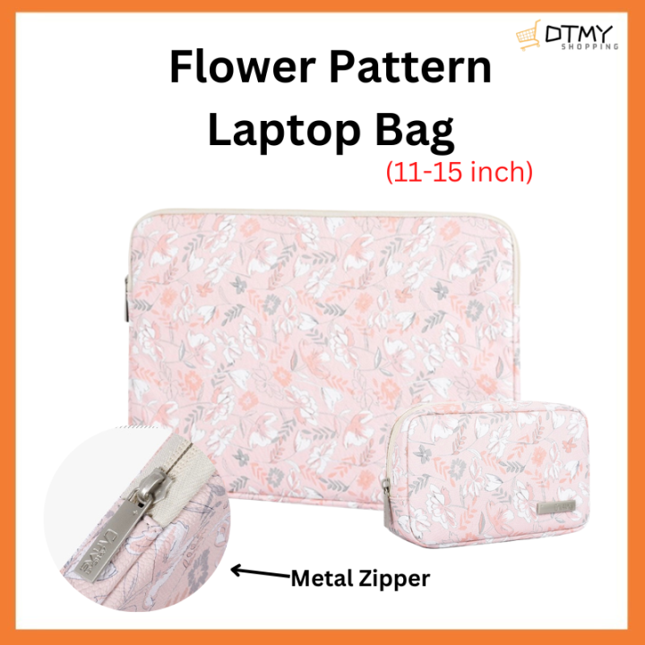 (11~15 Inch)Typo Laptop Bag Pink Flower Pattern Laptop Sleeves Matebook ...