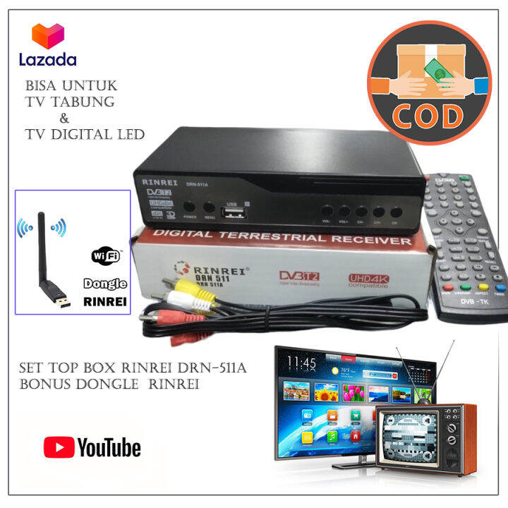 STB Rinrei DRN-511A DVB T2 Digital TV FREE DONGLE /SET BOX UNTUK TV ...