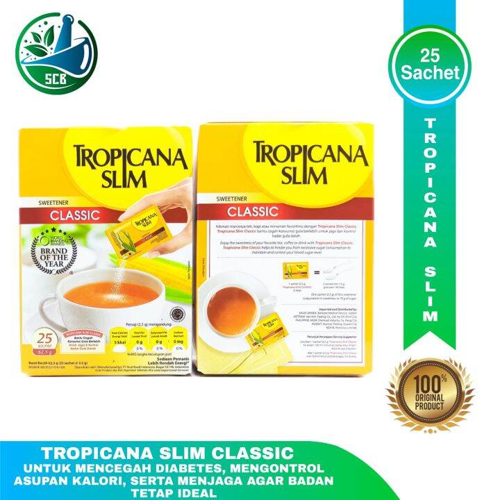 Tropicana Slim Sweetener Classic Isi 25 Sachet - Pemanis Bebas Gula ...
