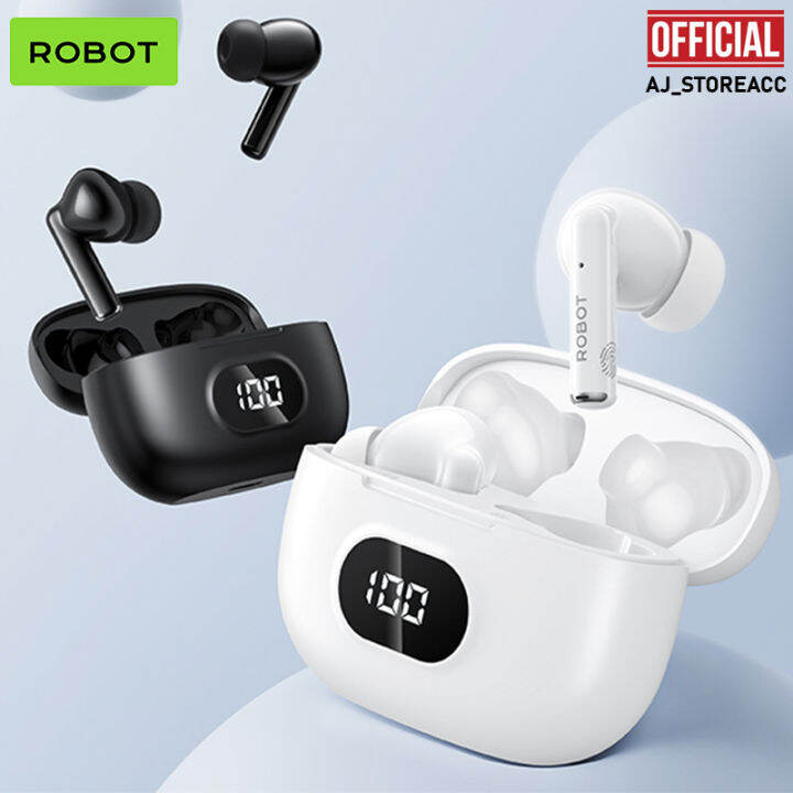 HEADSET BLUETOOTH ROBOT AIRBUDS T70 TWS DEEP BASS DISPLAY AND 36H ...