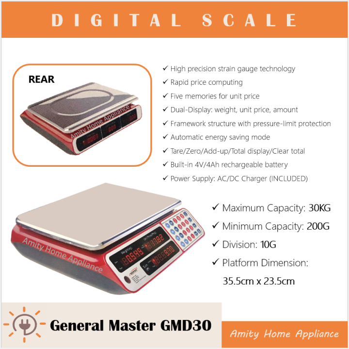 30KG General Master Digital Weighing Market Scale Timbangan | Lazada PH