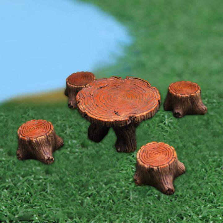 Crafts Creation 5 Pieces Fairy Tree Stump Stool and Table Set Table for ...