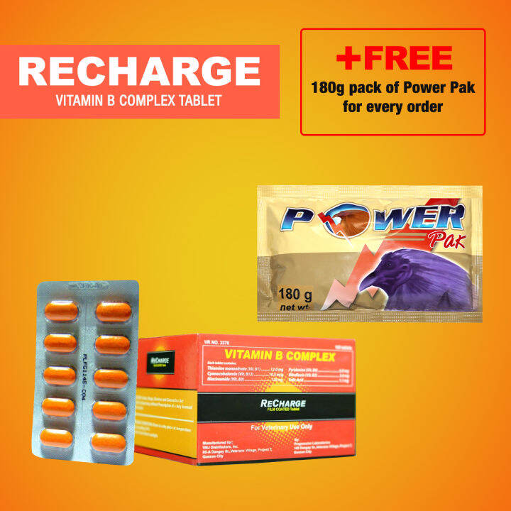 RECHARGE 100 TABLETS VITAMIN B COMPLEX + 1 POWER PAK 180G | Lazada PH