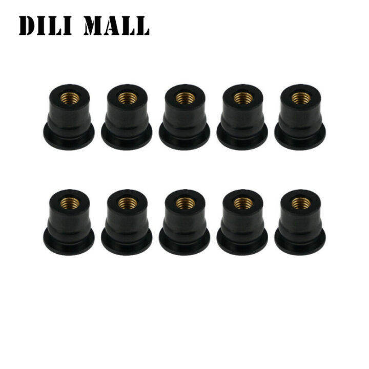 DILI 10Pcs/Set M6 Rubber Well Nut Universal Motorcycle Windscreen ...