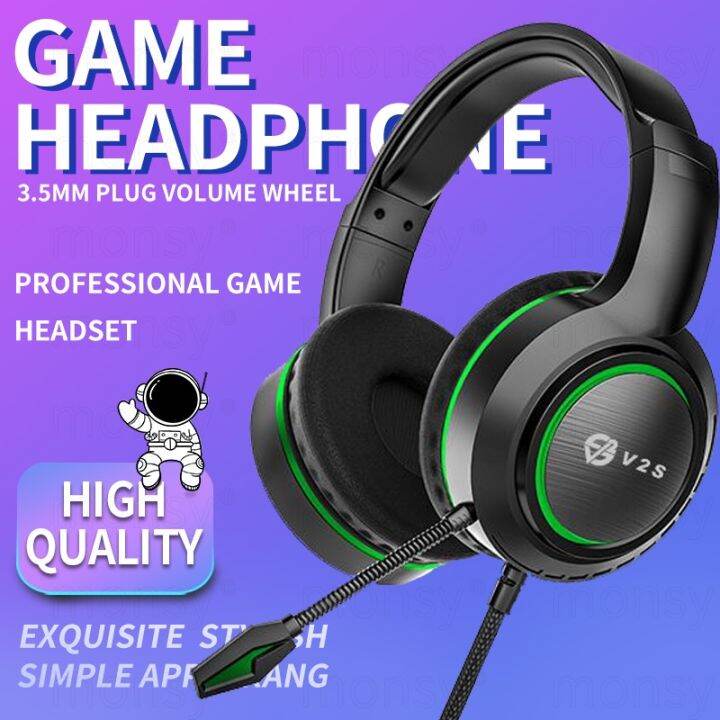v2s headphone ☚Headphone Portable 3.5mm Wired Gaming Headphone Stereo ...