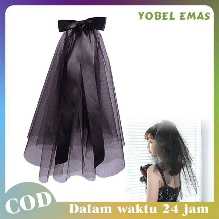 Bride Veil Kerudung Pengantin Hitam Pengantin Aksesoris Pernikahan ...