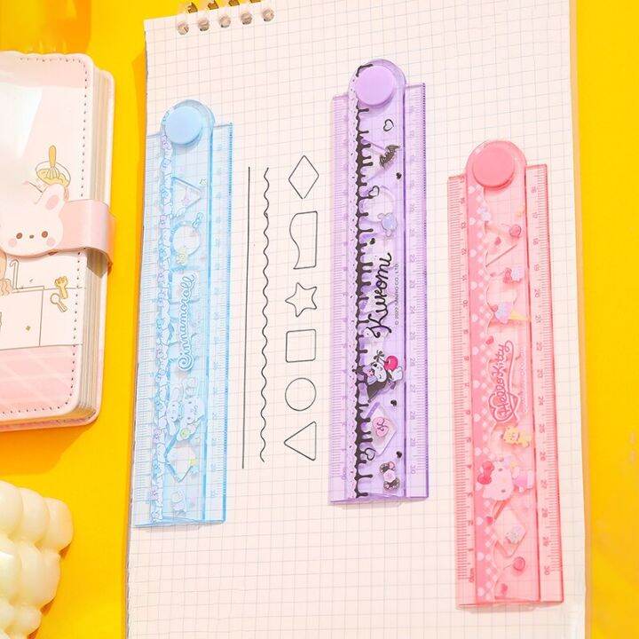 Kawaii Sanrio Anime Ruler Cute My Melody Kuromi Cinnamoroll Cartoon ...