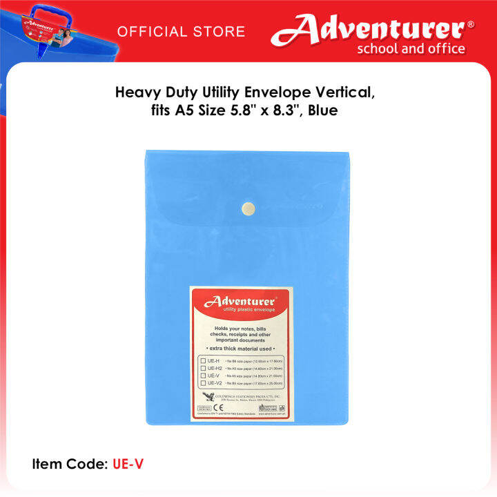Adventurer Heavy Duty Utility Envelope Vertical, fits A5 Size 5.8" x 8. ...